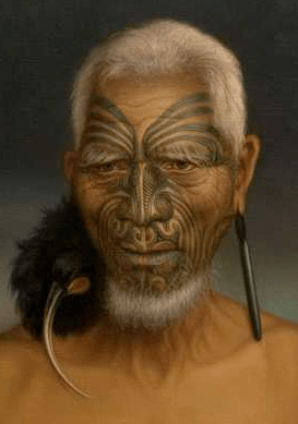 "Maori Jesus" portrait painting with moko (traditional face tattoo ...
